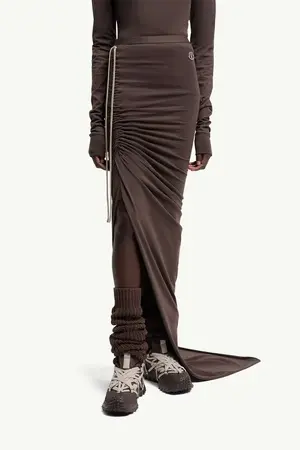 Moncler Rick Owens Cotton Maxi Skirt With Drawstring Detail