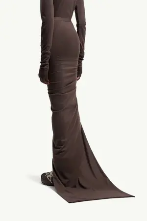 Moncler Rick Owens Cotton Maxi Skirt With Drawstring Detail