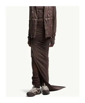 Moncler Rick Owens Cotton Maxi Skirt With Drawstring Detail