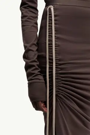 Moncler Rick Owens Cotton Maxi Skirt With Drawstring Detail