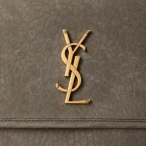 Saint Laurent Suede Shoulder Bag With Chain Strap - Grey