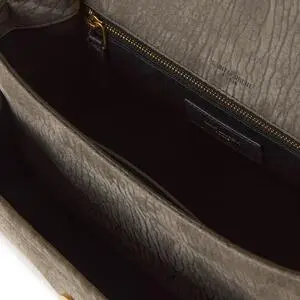 Saint Laurent Suede Shoulder Bag With Chain Strap - Grey