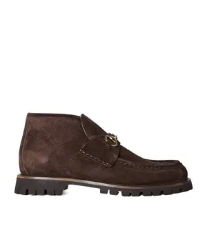 Gucci Horsebit Detail Suede Ankle Boots