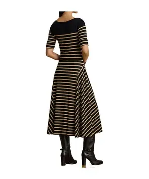 Ralph Lauren Boat-neck Jersey Midi Dress With 3/4 Sleeves