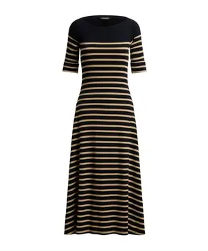Ralph Lauren Boat-neck Jersey Midi Dress With 3/4 Sleeves