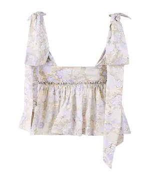Chloé Floral Print Top With Tie Shoulders