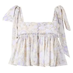 Chloé Floral Print Top With Tie Shoulders