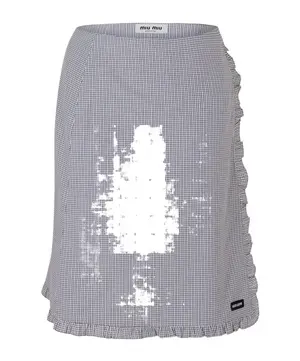 Miu Miu Plaid Midi Skirt - Gray