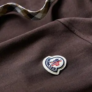 Moncler Cropped Logo Hoodie With Plaid Drawcords