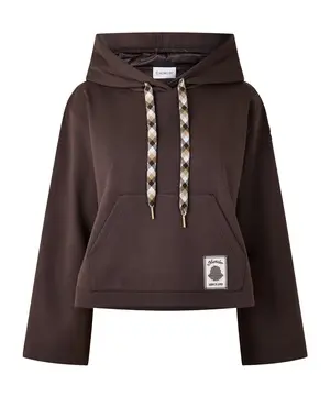 Moncler Cropped Logo Hoodie With Plaid Drawcords - No