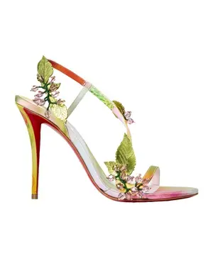 CHRISTIAN LOUBOUTIN Gradient Transparent Stiletto Sandals With Floral Embellishments