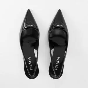 Prada Saffiano Patent Leather Slingback Pumps