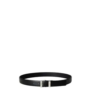 Gucci Formal Leather Belt With Silver Buckle - Black