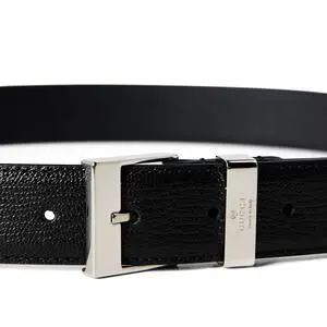 Gucci Formal Leather Belt With Silver Buckle