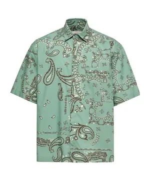 Moncler Paisley Cotton Short Sleeve Shirt - Green