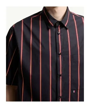 Moncler Striped Cotton Short Sleeve Shirt
