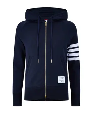 Thom Browne Classic Four-bar Zip Hooded Sweatshirt