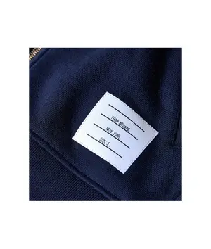 Thom Browne Classic Four-bar Zip Hooded Sweatshirt