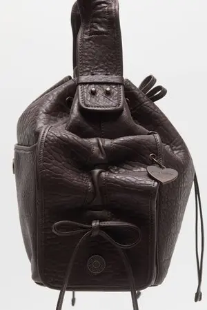 Acne Studios Ruffled Drawstring Shoulder Bag - Black