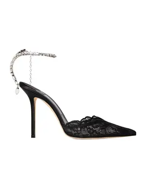 JIMMY CHOO Crystal Satin Saeda 100 Pumps - No