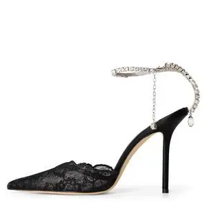 JIMMY CHOO Crystal Satin Saeda 100 Pumps - No