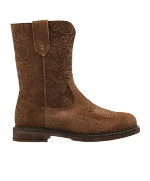 GOLDEN GOOSE Embossed Round Toe Boots - Brown