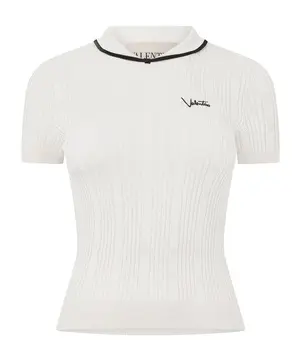 Valentino Garavani Ribbed Knit Short-sleeve Top - No