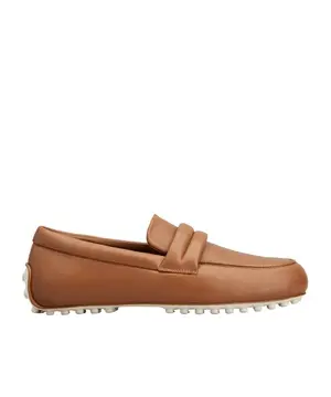 TOD'S Round Toe Slip-on Loafers With Color-blocked Sole