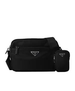 Prada Solid Color Crossbody Bag - Black