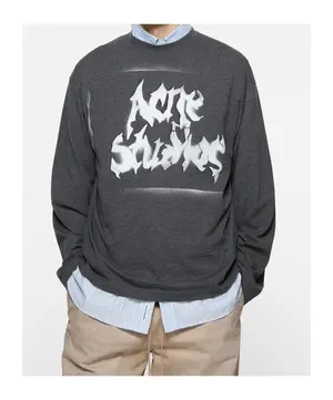 Acne Studios Logo-print Distressed Long-sleeve T-shirt