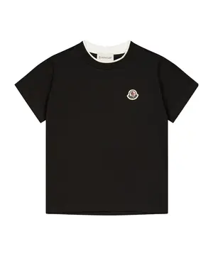 Moncler Crew Neck Cotton T-shirt With Emblem Patch