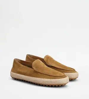TOD'S Suede Round Toe Loafers