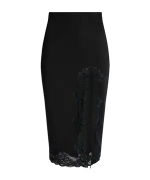 Balmain Lace Trim Knit Midi Skirt