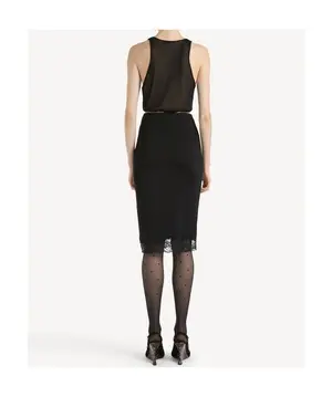 Balmain Lace Trim Knit Midi Skirt