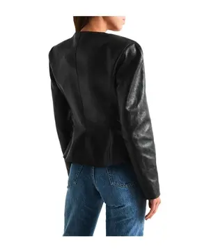 Magda Butrym Round Neck Leather Peplum Jacket