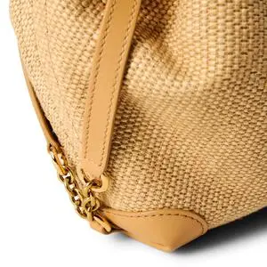 Chloé Raffia Shoulder Bag With Leather Trim