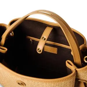 Chloé Raffia Shoulder Bag With Leather Trim