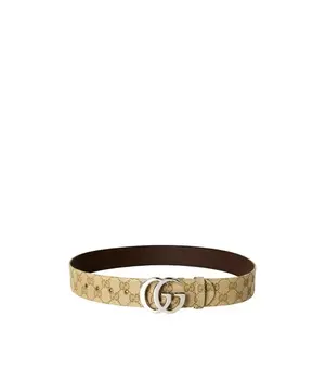 Gucci Monogram Waist Belt With Silver Interlocking Double-g Buckle - Black