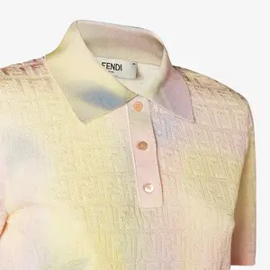 Fendi Short Sleeve Polo Sweater With Tie Detail