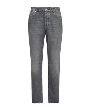 Brunello Cucinelli Greyscale Denim Leisure-fit Five-pocket Trousers - Medium Gray