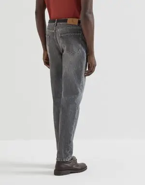 Brunello Cucinelli Greyscale Denim Leisure-fit Five-pocket Trousers - Medium Gray