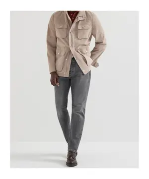 Brunello Cucinelli Greyscale Denim Leisure-fit Five-pocket Trousers - Medium Gray