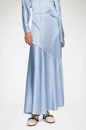 GANNI Long Skirt In Blue Satin