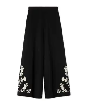 Loro Piana Frank Embroidered Wide Leg Pants