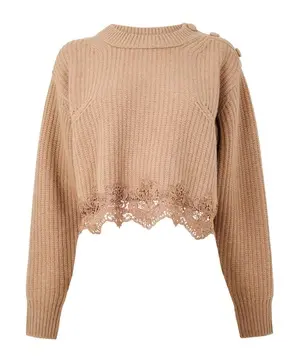 Chloé Mp18 Cable Knit Jumper With Lace Trim