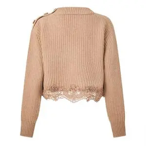 Chloé Mp18 Cable Knit Jumper With Lace Trim