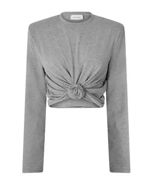 Magda Butrym Long Sleeve Blouse With Knot Detailing - Gray