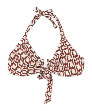 Max Mara Printed Halterneck Bikini Top - Brown