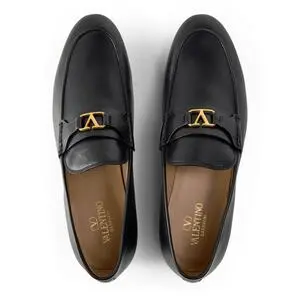 Valentino Garavani Leather Loafers With Gold Accent