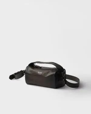 Prada Antiqued Leather Shoulder Bag - Black
